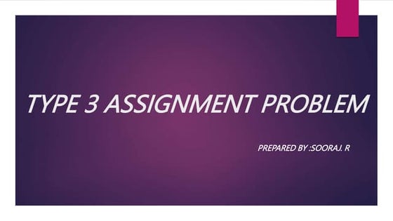 Assignment problem | PPT