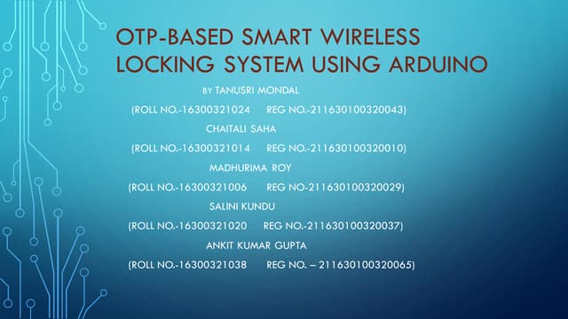 OTP BASED SMART LOCK SYSTEM USING GSM MODULE | PPTX