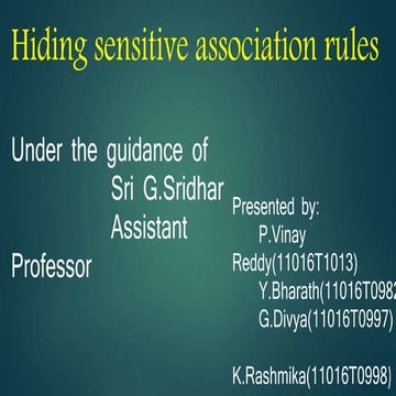 Hiding Sensitive Association Rules Ppt