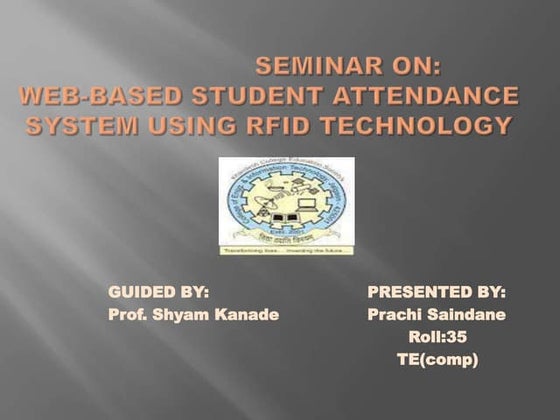 RFID BASED ATTENDANCE SYSTEM PPT | PPTX | Technology & Computing