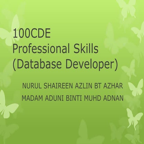 100CDE Presentation | PPTX | Databases | Computer Software and Applications