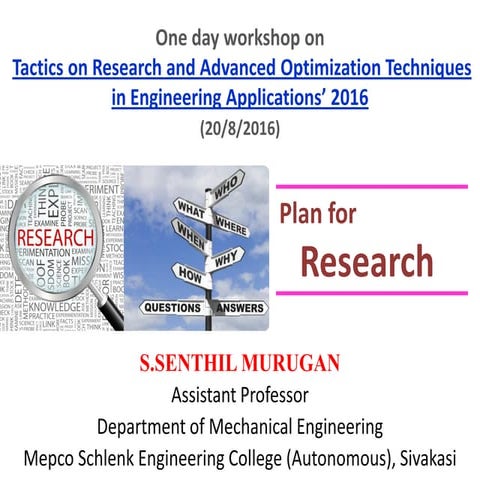 Tactics on Research and Advanced Optimization Techniques in Engineering ...