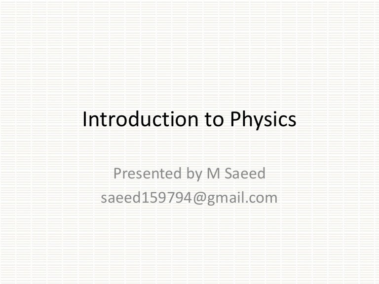 Introduction to Physics