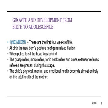 Growth and development of infant ppt | PPTX