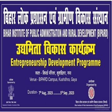 Final Presentation after completing one week training in BIPARD GAYA. | PPT