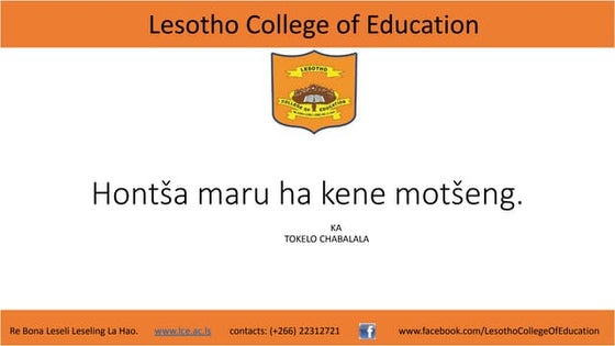 LEBOLLO LA SESOTHO LA BASHEMANE | PPTX