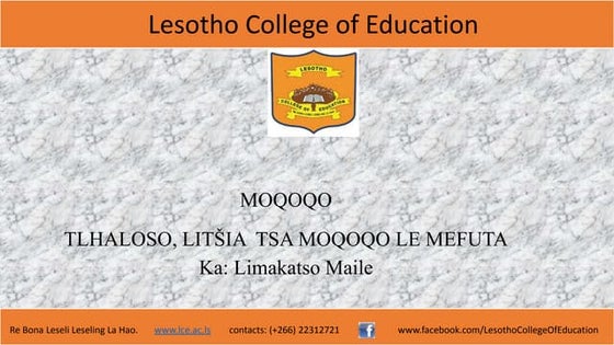Mokhibo oa Sesotho | PPTX | Africa Travel | Travel Locations