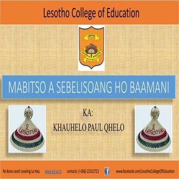 LEBOLLO LA SESOTHO LA BASHEMANE | PPTX