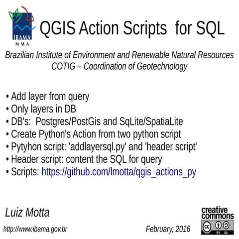 Presentation 2016 qgis_action_scripts_sql | PPT
