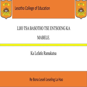 Lijo tsa Sesotho tse entsoeng ka mabele | PPTX