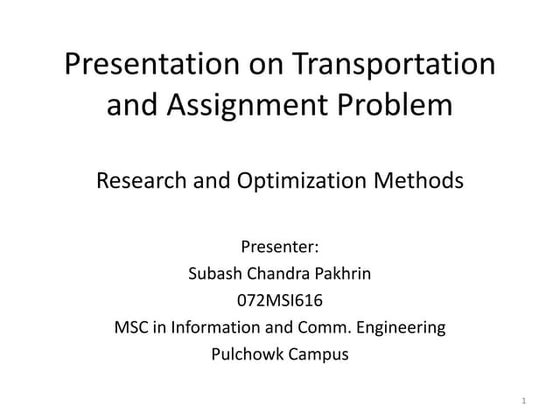 Solving Degenaracy in Transportation Problem | PPTX