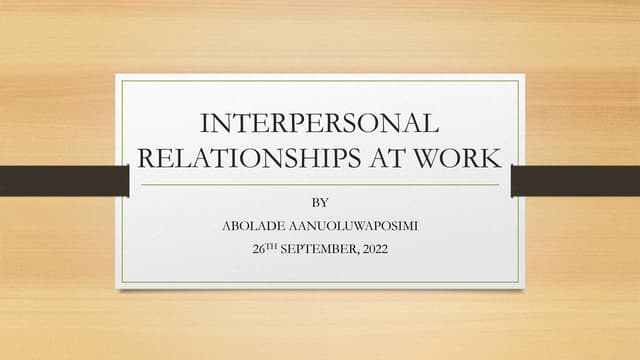 Interpersonal Relations In The Medical Field | PPTX | Career Advice | Careers