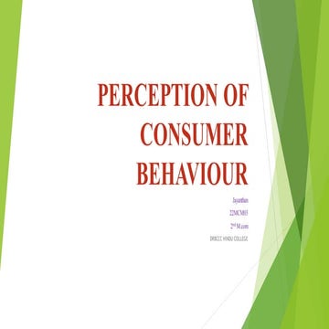 PERCEPTION OF CONSUMER BEHAVIOUR | PDF