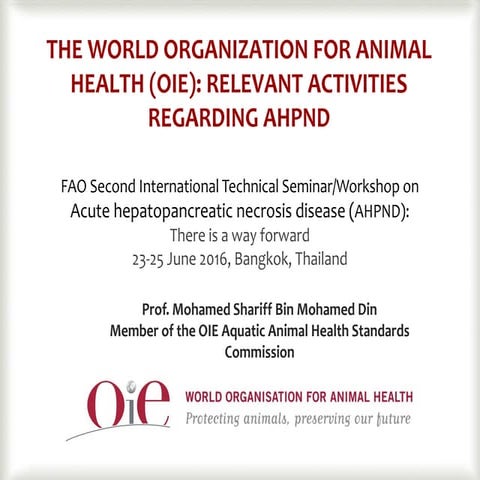 Presentation 3.8 The World Organisation for Animal Health (OIE ...