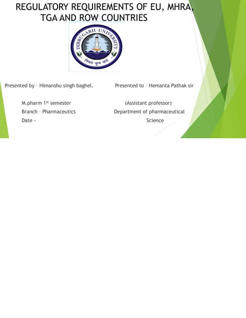 EU REGULATORY SUBMISSIONS | PPTX