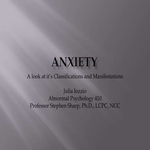 Presentation 410 ppt on Anxiety | PPTX