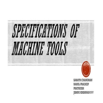 Various specifications of machine tools. | PDF