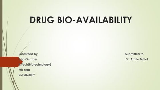 Bioavailability and Factors Affecting Bioavailability of drug | PPTX ...