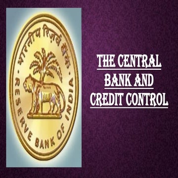 The central bank and credit control | PDF