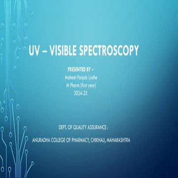 UV-VISIBLE SPECTROSCOPY and it's Introduction,Principle,Instrumentation ...