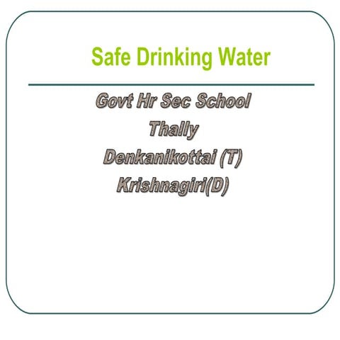 Safe Drinking Water | PPT