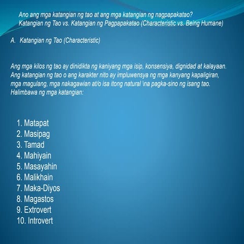 Katangian ng Tao | PPT
