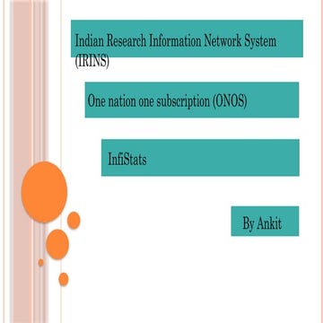 ONOS & IRINS, InfiStats ppt slide share. | PPTX
