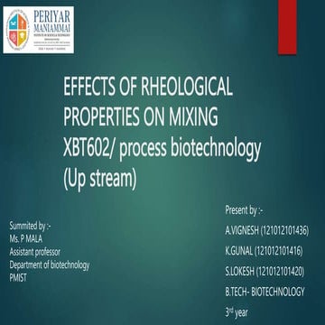 Effects of rheological properties on mixing | PPTX | Physics | Science
