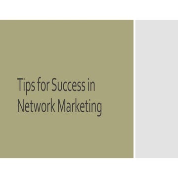 Tips for Success in Network Marketing | PPTX