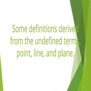 Some definitions derived from the undefined terms, point, line, and ...