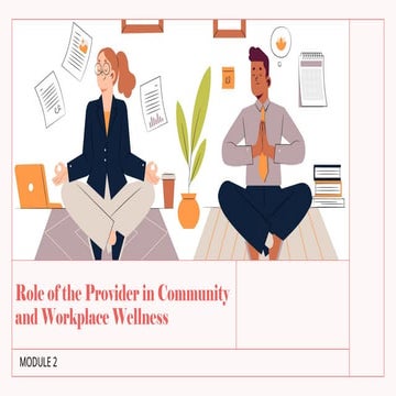 Role of the Provider in Community and Workplace Wellness | PPTX