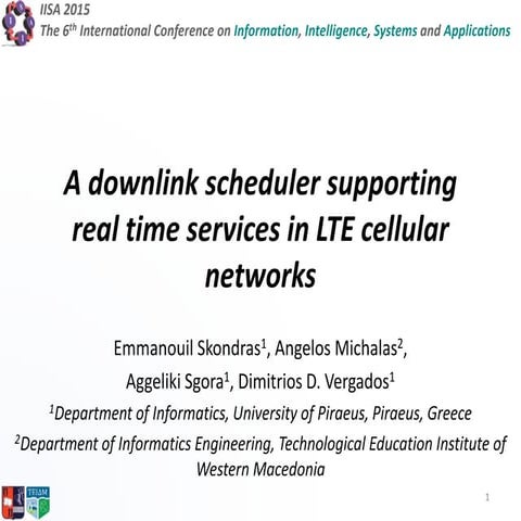 A downlink scheduler supporting real time services in LTE cellular networks (presentation) | PPT