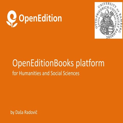 OpenEdition Books platform for humanities and social sciences | PPT