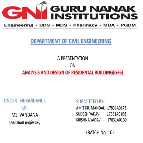 Analysis and design of residential building | PPTX | Civil Engineering ...