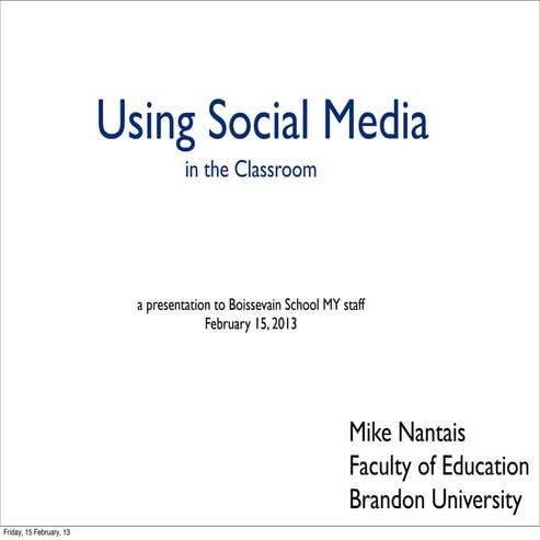 Social Media in the Classroom | PPT