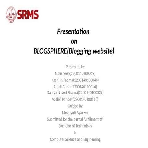 blogsphere refers to the blogging sphere | PPTX