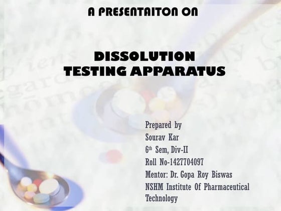 Disintegration and dissolution tests | PPTX | Pharmaceutical Industry ...