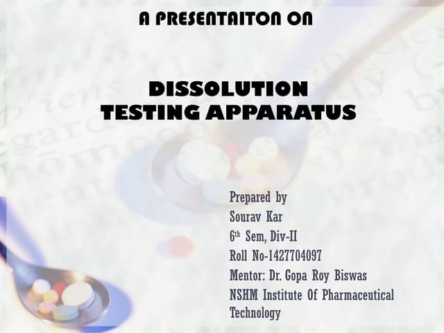 Disintegration and dissolution tests | PPTX