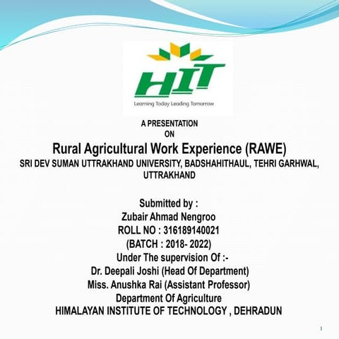 Presentation On RAWE | PPTX