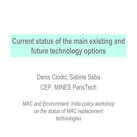 Current status main existing and future technology options | PDF