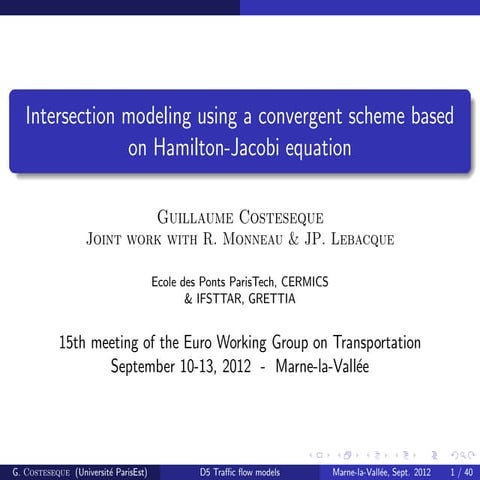 Intersection modeling using a convergent scheme based on Hamilton ...