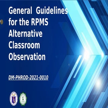 GUIDELINES FOR THE RPMS ALTERNATIVE CLASSROOM OBSERVATION | PPTX