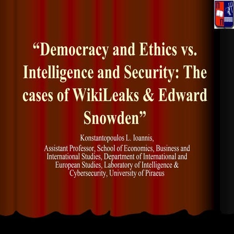 Presentation democracy ethics vs. intelligencε security. | PDF