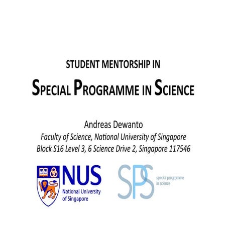 Student Mentorship in Special Programme in Science | PDF