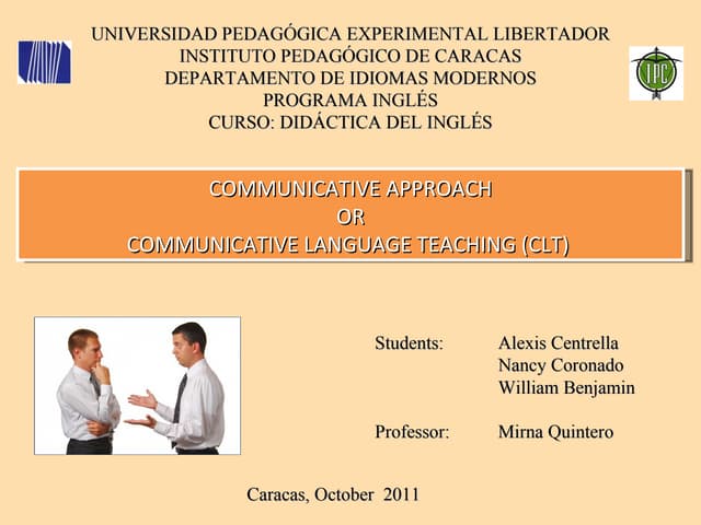 Communicative Language Teaching (CLT) | PPTX