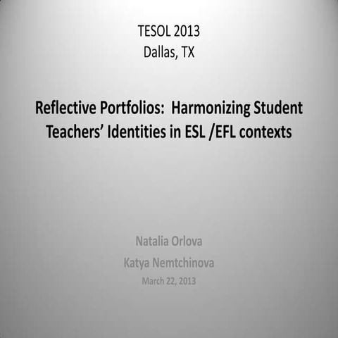 Reflective Portfolios: Harmonizing Student Teachers’ Identities in ESL ...