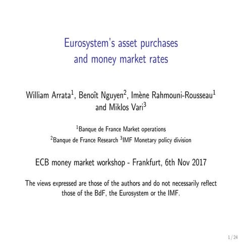 QE and money market rates in the Euro area | PPT