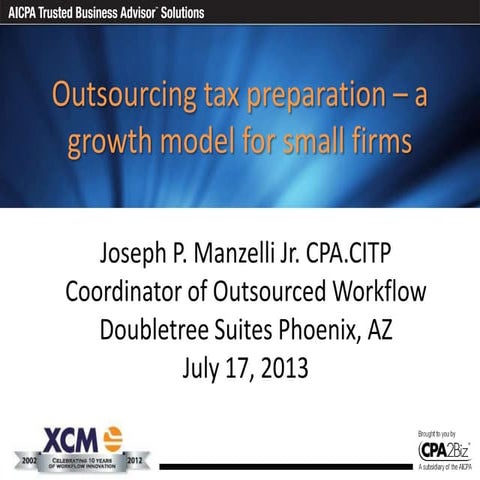 eCPAn presentation of Outsourcing & XCM workflow | PPT