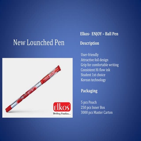 Elkos - Ball Pen - Gel Pen | PPTX | Technology & Computing