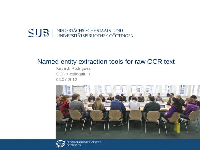 Named Entity Extraction Tools For Raw Ocr Text Pdf Databases Computer Software And